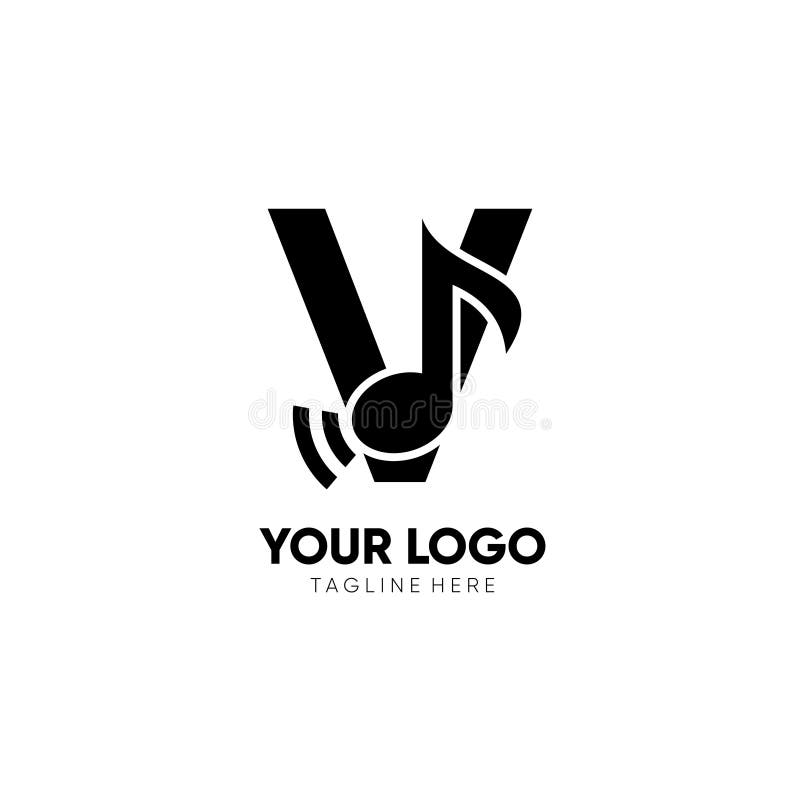 Initial V Music Note Logo Design Icon Vector Graphic Illustration Stock ...