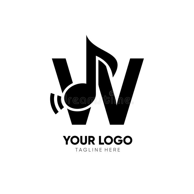 Initial W Music Note Logo Design Icon Vector Graphic Illustration Stock ...