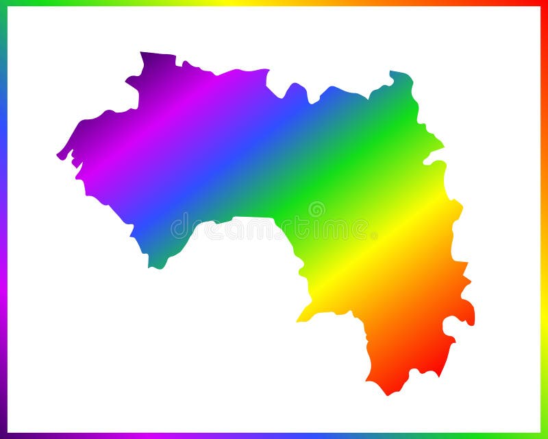 Rainbow Colored Gradient Map of Country Guinea Isolated on White ...