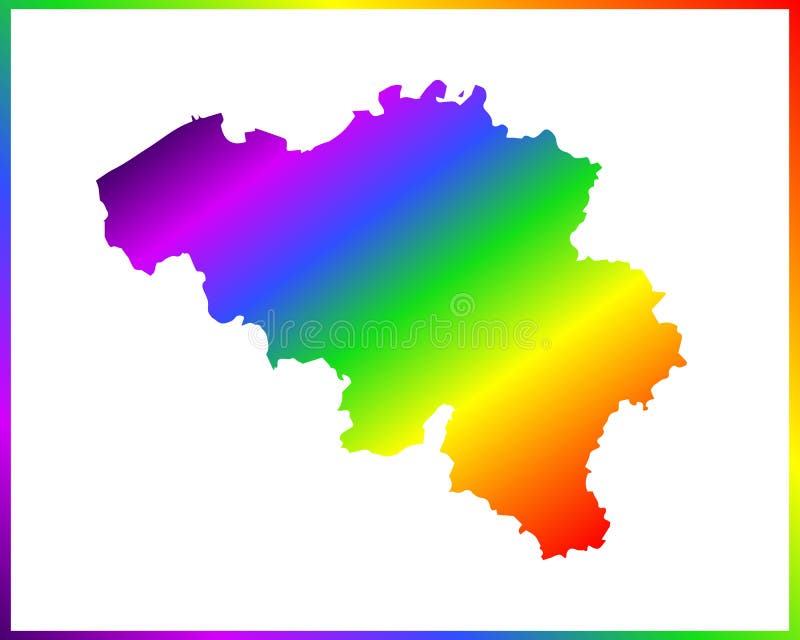 Rainbow Colored Gradient Map of Country Belgium Isolated on White Background - Vector Stock ...