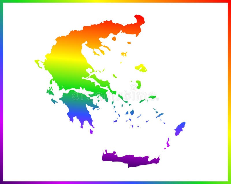 Rainbow Colored Gradient Map of Country Greece Isolated on White ...