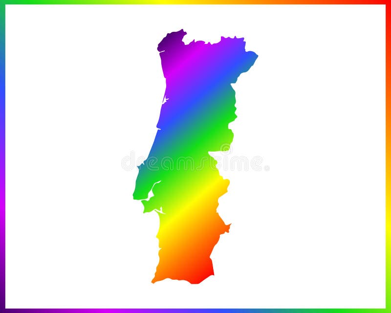 Rainbow Colored Gradient Map of Country Portugal Isolated on White ...
