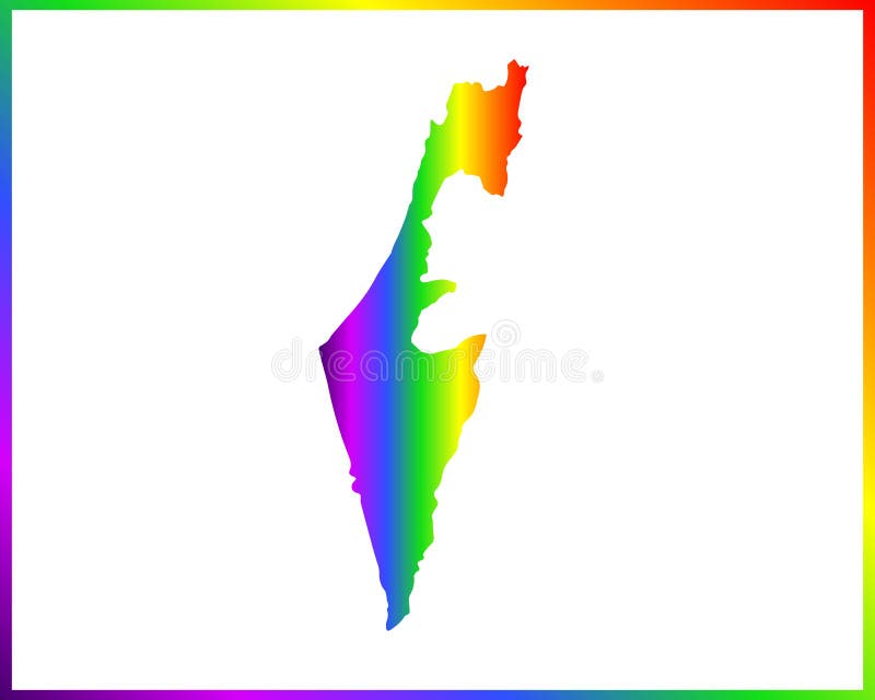 Rainbow Colored Gradient Map of Country Israel Isolated on White ...