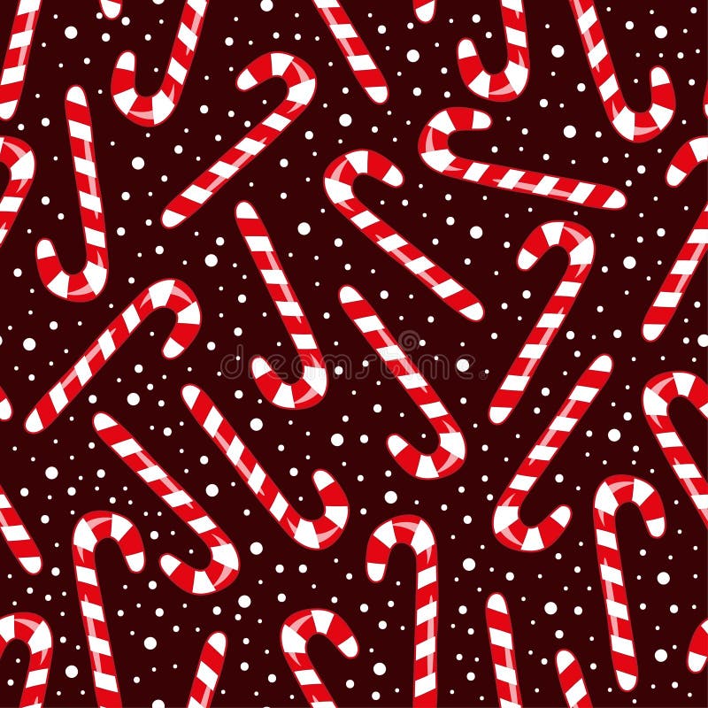 Candy Cane Hand Drawn Seamless Pattern. Stock Vector - Illustration of ...