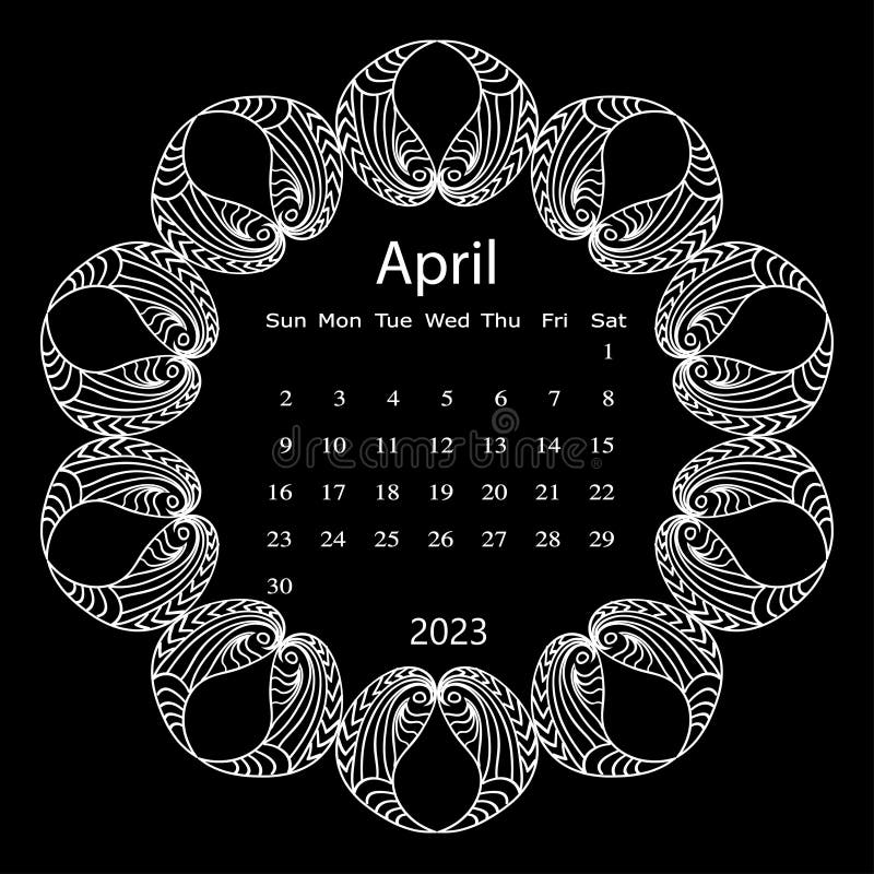 White Chalk Drawing Doodles Frame Calendar of 2023 Year on Black Board ...