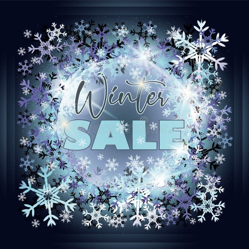 Winter Sale Greeting Card with Xmas Snowflakes, Vector Stock Vector ...