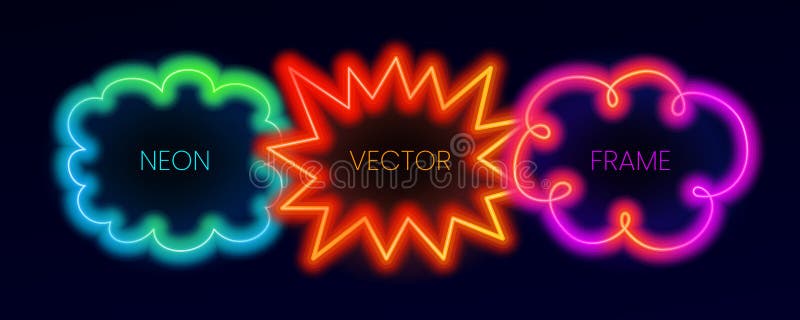 Set of Neon Color Frames. Collection of Abstract Neon Borders Stock ...