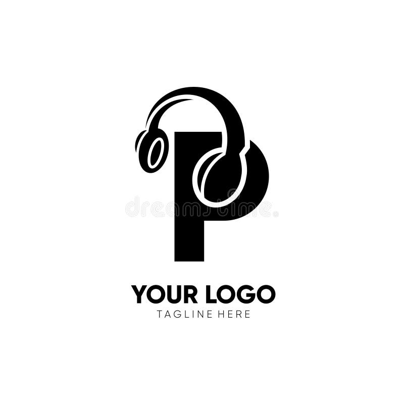 Letter P Headphone Logo Design Vector Icon Graphic Illustration Emblem ...