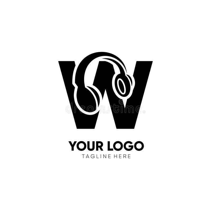 Letter W Headphone Logo Design Vector Icon Graphic Illustration Emblem ...