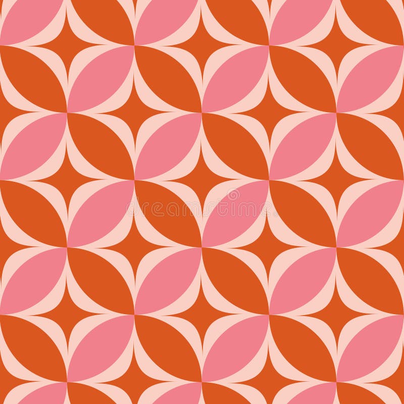 Mid Century Modern Atomic Starbursts on Orange and Pink Circles ...