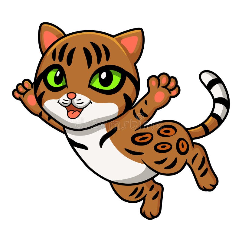 Cute Bengal Cat Cartoon Flying Stock Vector - Illustration of kitty ...