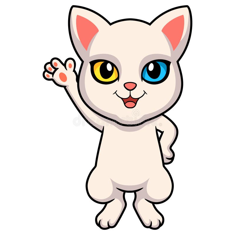 Cute Khao Manee Cat Cartoon Stock Vector - Illustration of child, beast ...