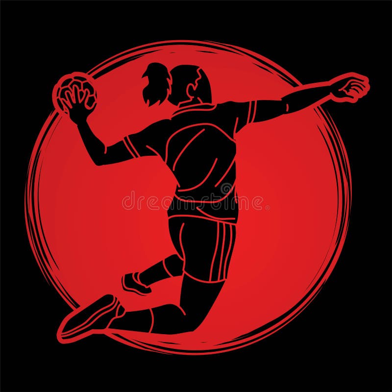 Handball Sport Woman Player Action Cartoon Graphic Vector Stock Vector ...