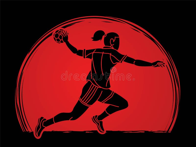 Handball Sport Woman Player Action Cartoon Graphic Vector Stock Vector ...