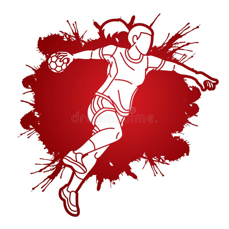 Handball Sport Woman Player Action Cartoon Graphic Vector Stock Vector ...