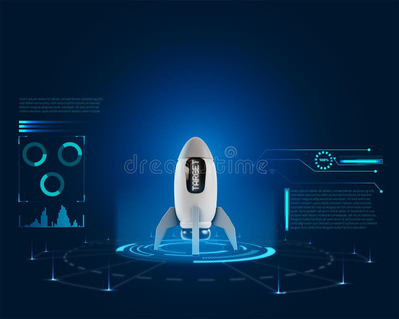 HUD Infographic Rocket Launcher Illustration- 3D Render Stock Vector ...