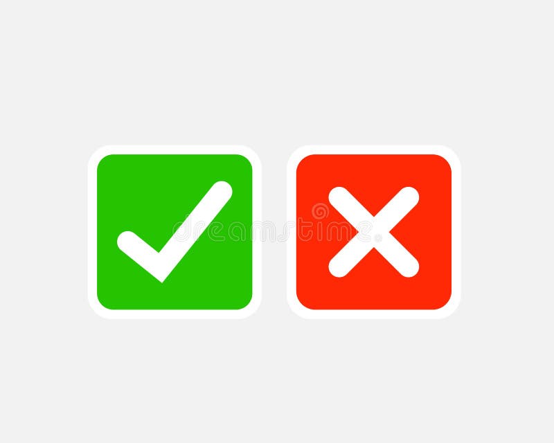 Check Mark and Cross Mark Symbols Icon Element in Square. Stock Vector ...