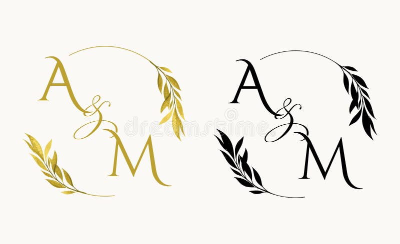 Am Initial Wedding Floral Monogram Logo. Stock Vector - Illustration of ...