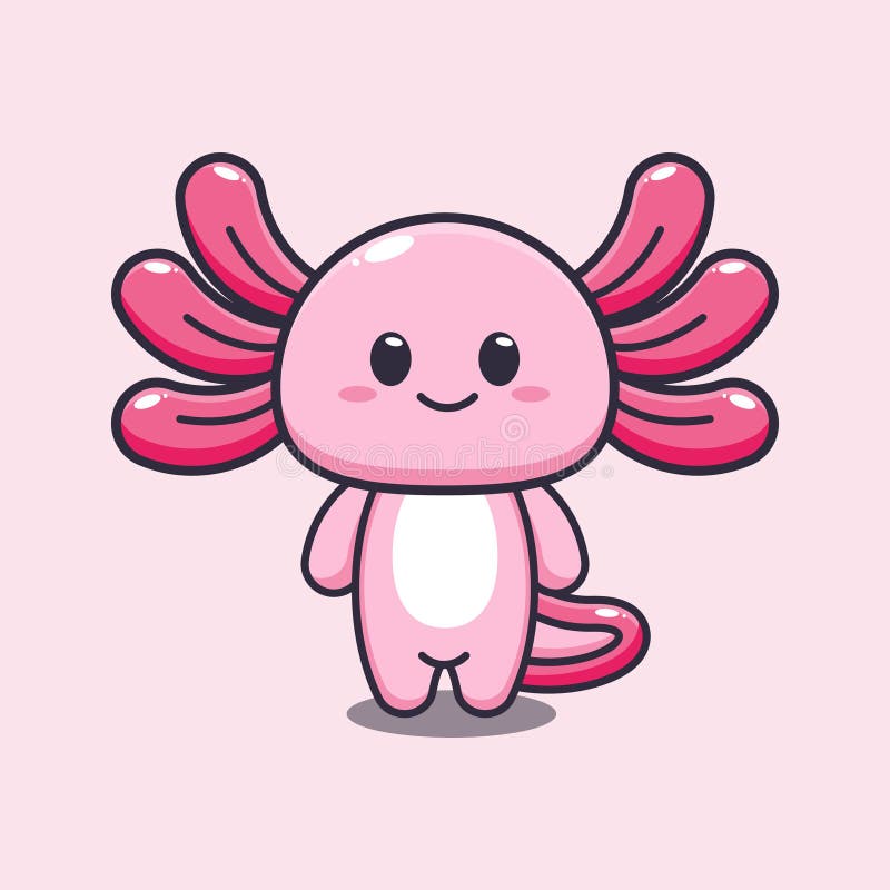 Cute Axolotl Cartoon Mascot Illustration. Stock Vector - Illustration ...