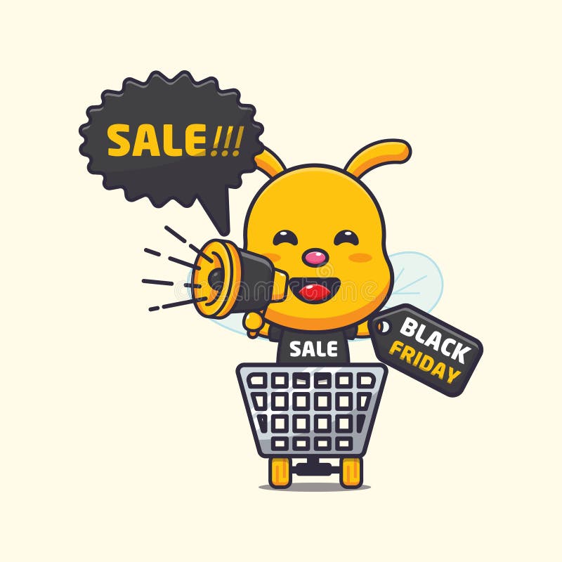 Cute Bee Promotion in Black Friday. Stock Vector - Illustration of ...