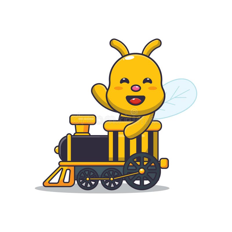 Cute Bee Mascot Cartoon Character Ride on Train. Stock Vector ...