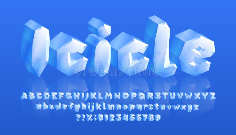 Icicle Alphabet Font. 3D Cartoon Ice Letters and Numbers Stock Vector ...