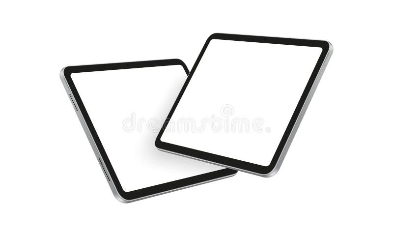 Silver Tablet Computers Mockups with Blank Horizontal Screens Stock ...
