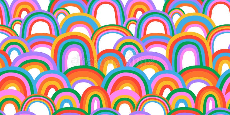 Diverse Colorful Rainbow Doodle Seamless Pattern Illustration Stock ...