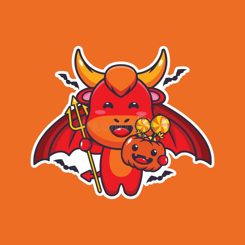 Devil Bull in Halloween Day Stock Vector - Illustration of colorful ...