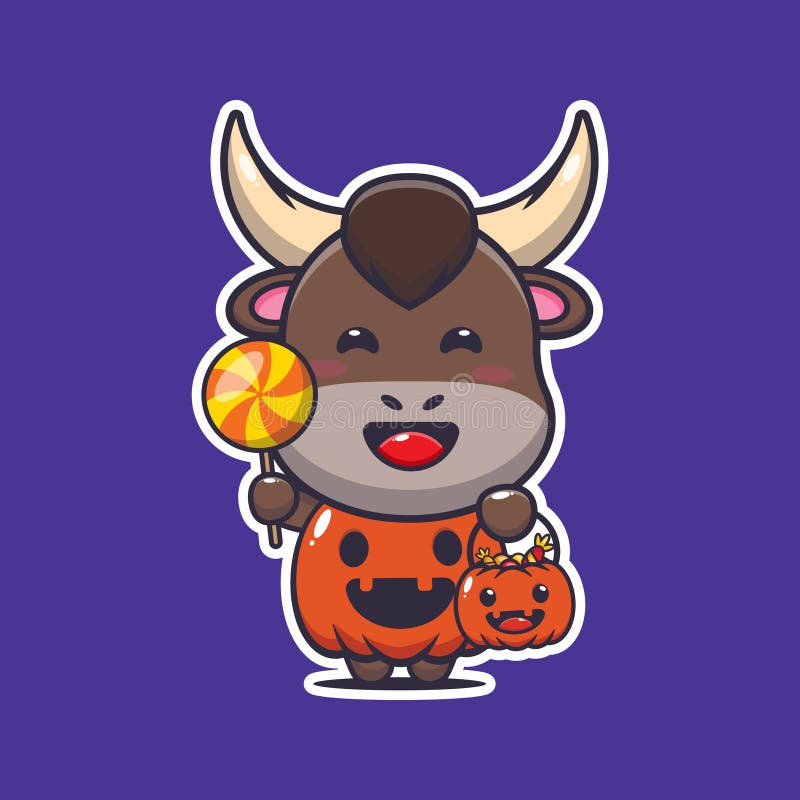 Bull with Halloween Pumpkin Costume Stock Vector - Illustration of wild ...