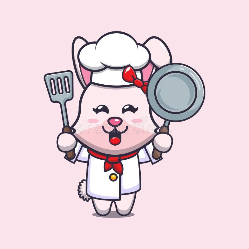 Cute Chef Bunny Mascot Cartoon Character. Stock Vector - Illustration ...