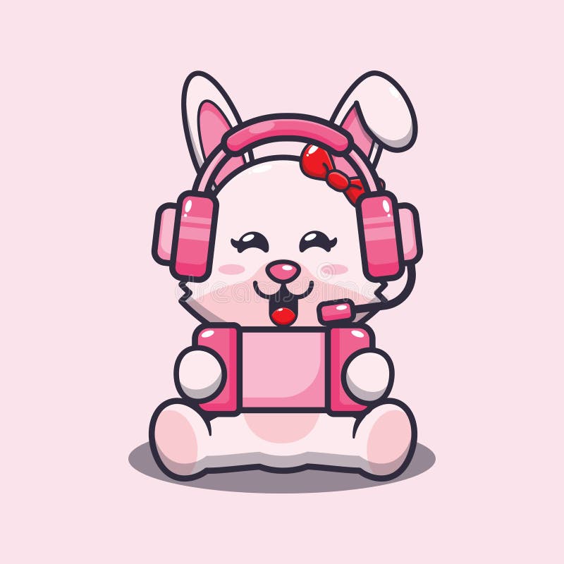 Cute Gaming Bunny. Cute Cartoon Animal Illustration Stock Vector ...