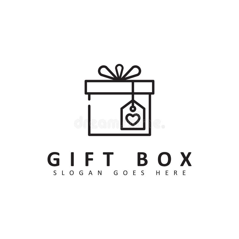 Line Style Gift Box Logo in Pastel Colors. Icon Vector Illustration ...