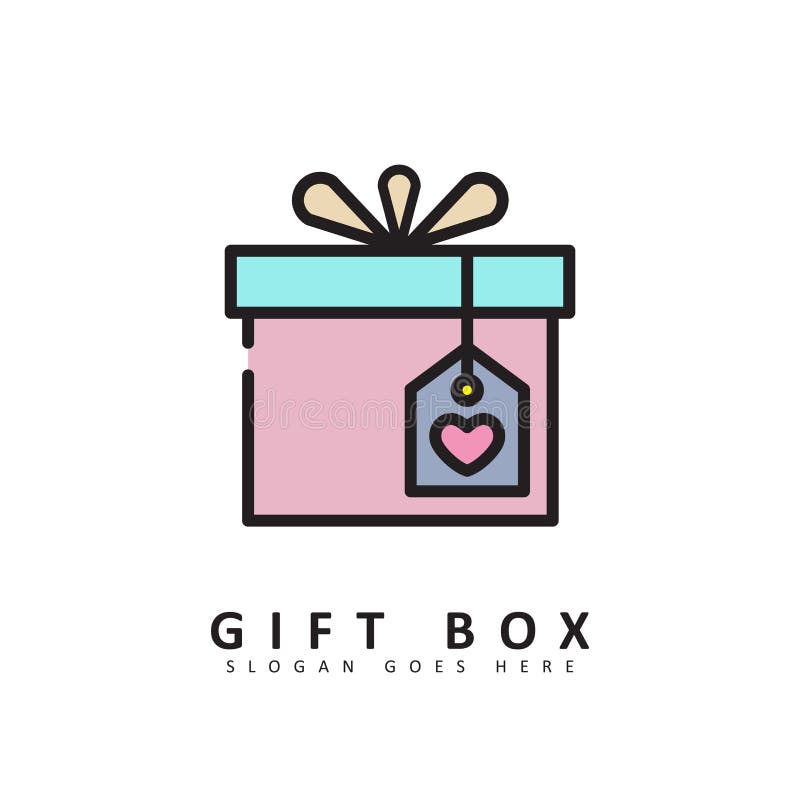 Line Style Gift Box Logo in Pastel Colors. Icon Vector Illustration ...