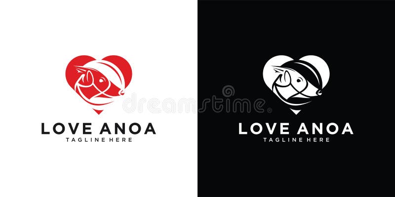 Love Anoa Logo Design Template for Download Stock Vector - Illustration ...