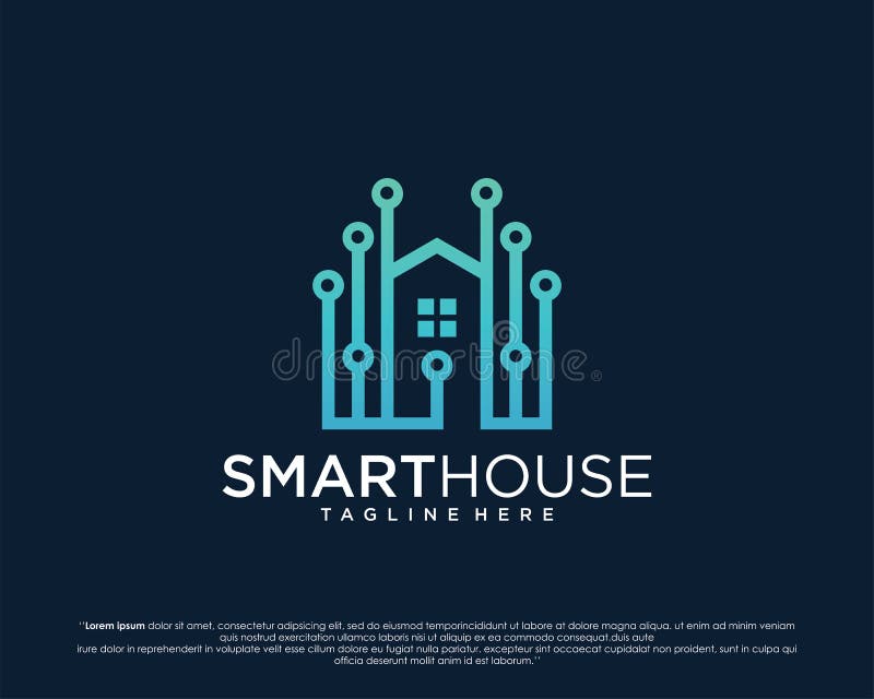 Smart House Logo Design Digital Electronics Chip Control Home Vector Template. Stock Vector ...