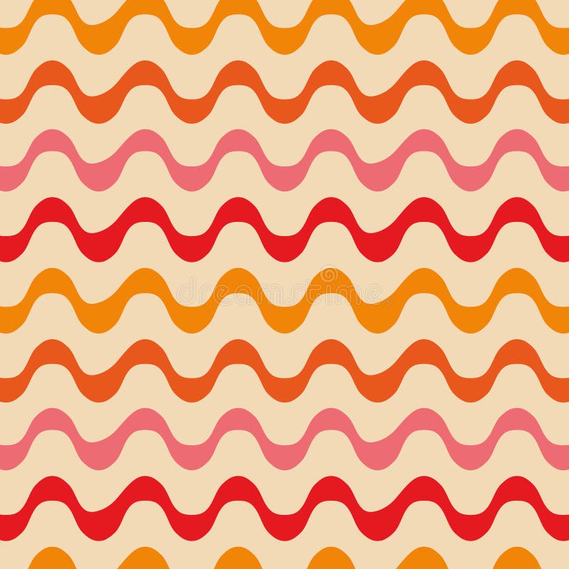 Abstract Retro Funky Waves Seamless Pattern in Pink, Orange , Red and ...