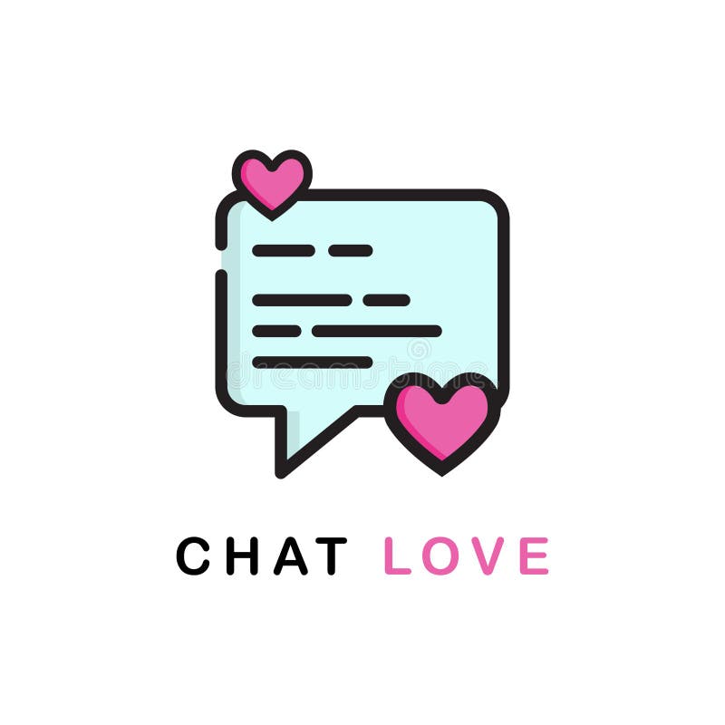 Speech Bubble Icon. Chat Icon with Heart Sign in Line Art. Modern ...