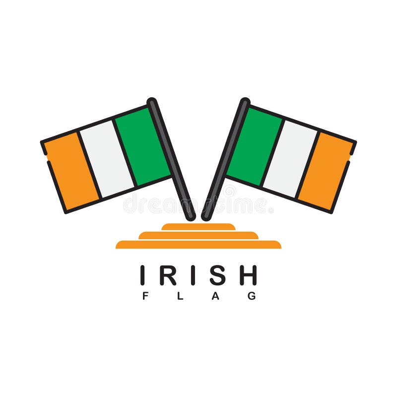 Ireland Flag Design Icon with Flagpole. Vector Illustration. Stock ...