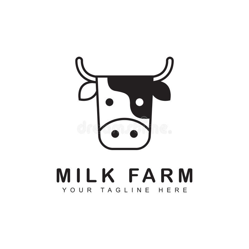 Milk Logo. Flat Design with Cute Cow Face. for Labels, Stickers, Logos ...