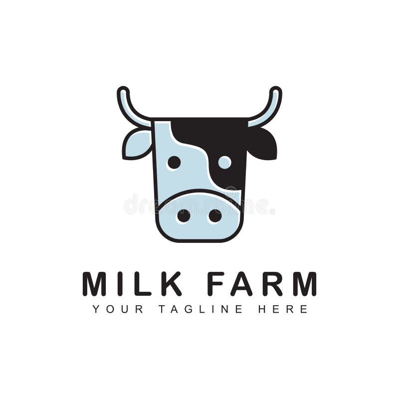 Milk Logo. Flat Design with Cute Cow Face. for Labels, Stickers, Logos ...