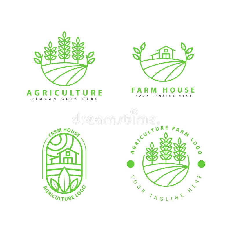 Agriculture Logo Set, Farming Icons, Farming Land, Crop Field, Meadow ...