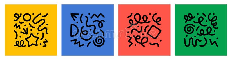 Fun Colorful Line Doodle Shape Set Stock Vector - Illustration of ...