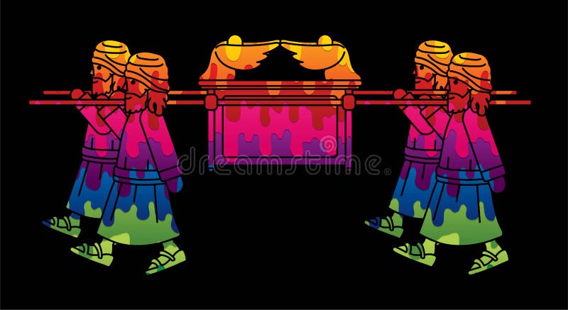Group of Levi Carrying Ark of the Covenant Cartoon Graphic Vector Stock ...