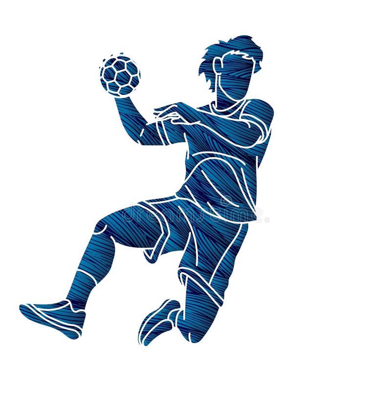 Handball Sport Male Player Action Cartoon Graphic Vector Stock Vector ...