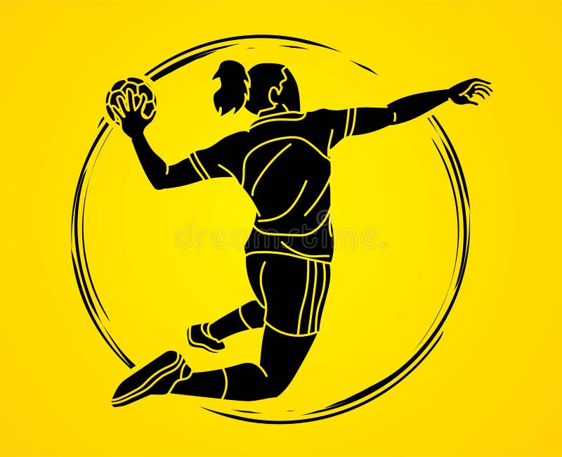 Handball Sport Female Player Action Cartoon Graphic Vector Stock Vector ...