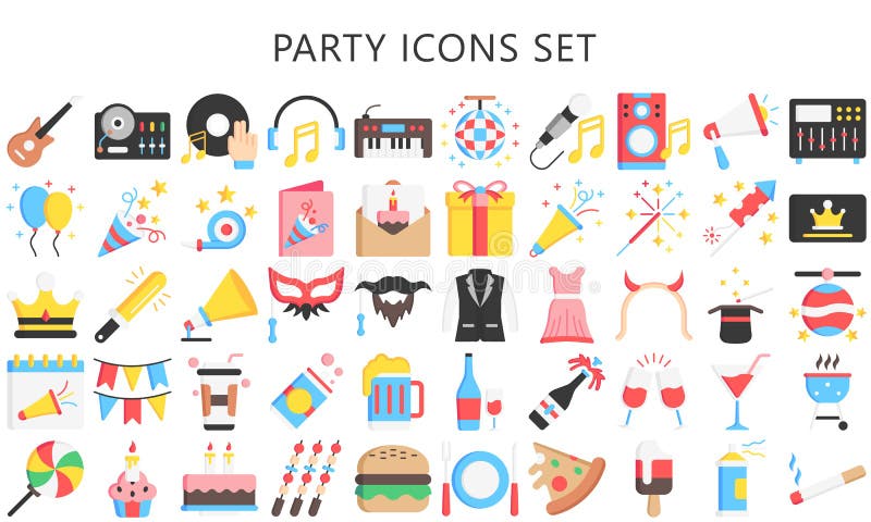 Simple Set of Party Related Vector Line Icons Stock Vector ...