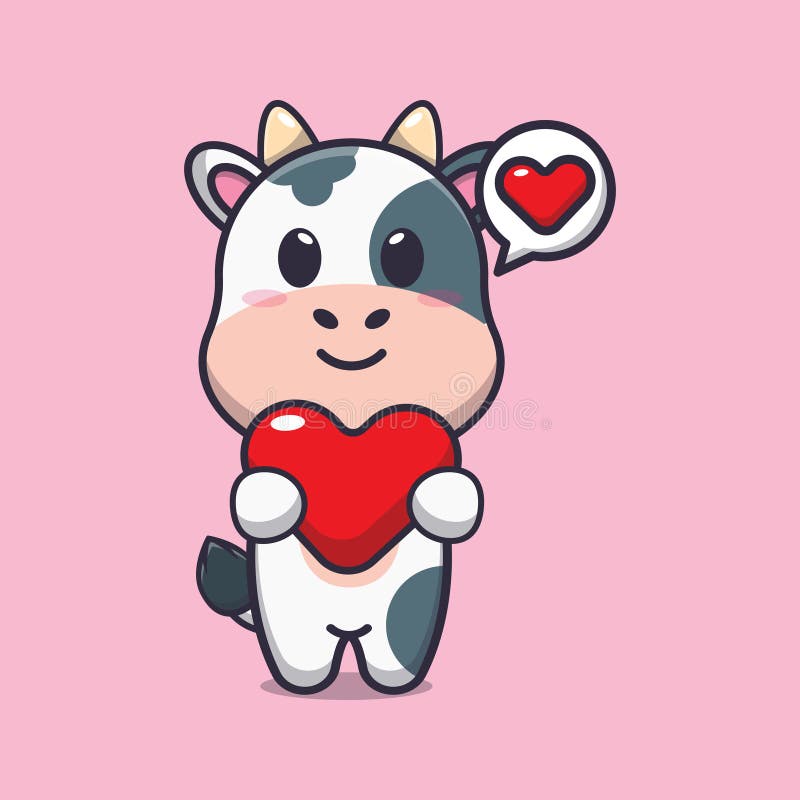 Cute Cow Valentine Love Stock Illustrations – 487 Cute Cow Valentine ...