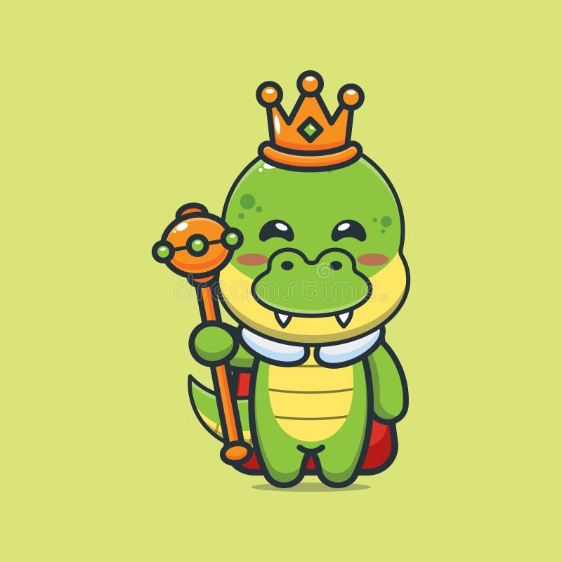 Cute King Mascot Character Wear Cloak and Crown Cartoon Vector Icon ...