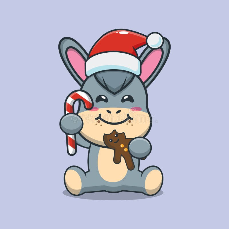 Cute Donkey Eating Christmas Cookies and Candy. Cute Christmas Cartoon ...
